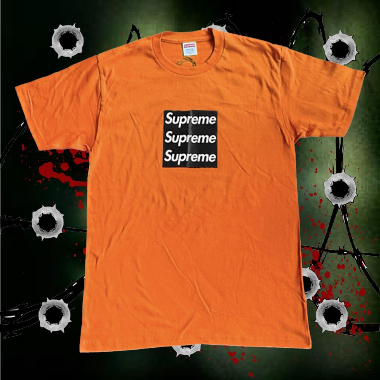 Supreme Men's Orange and Black T-shirt | Depop