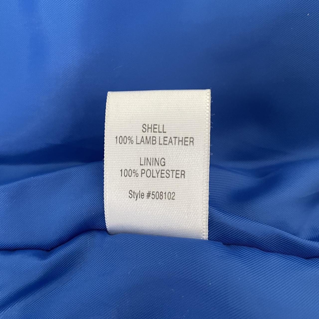 Witchery Blue Leather Biker Jacket Size 12 Some... - Depop