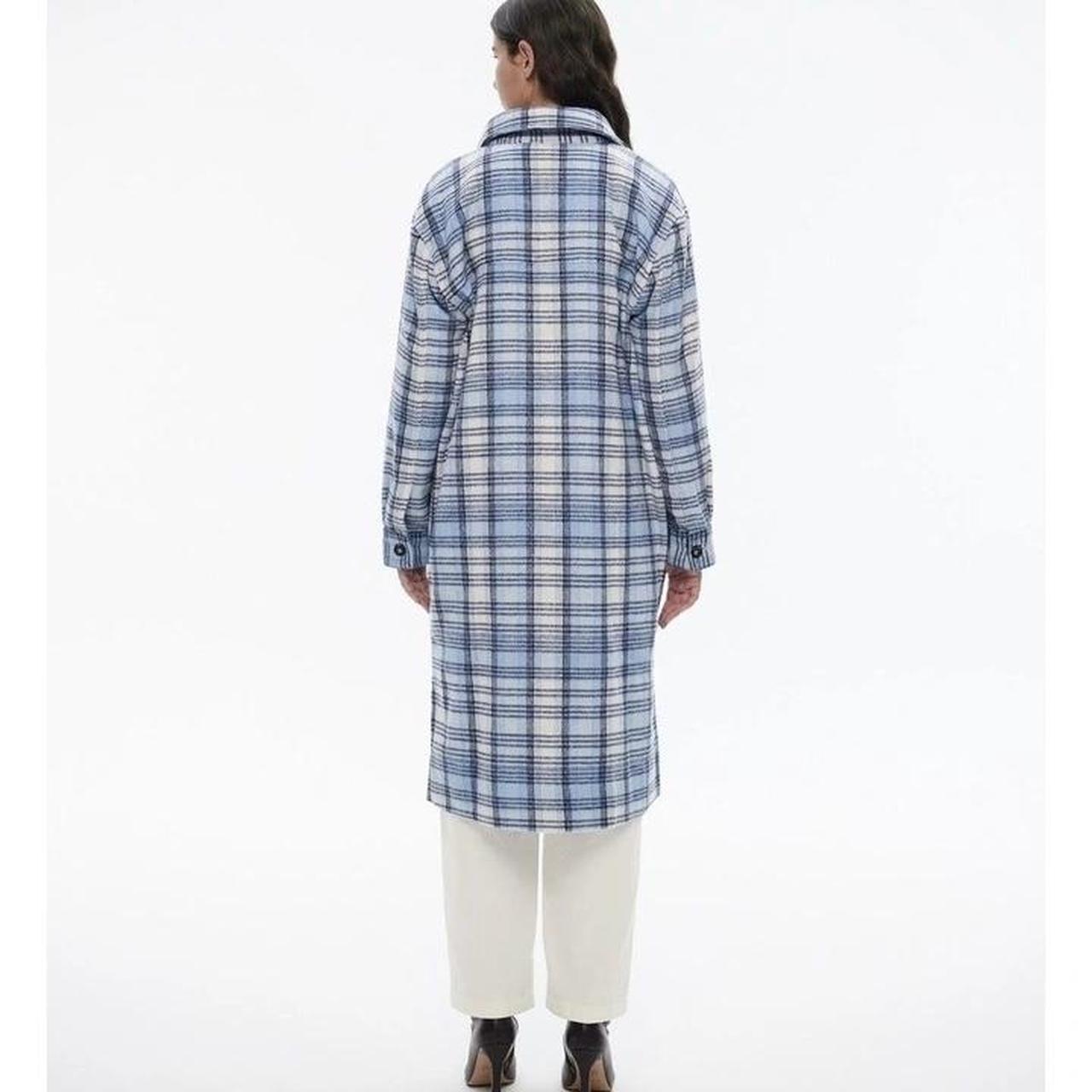 Witchery Wool Blend Check Longline Shacket in Duck... - Depop