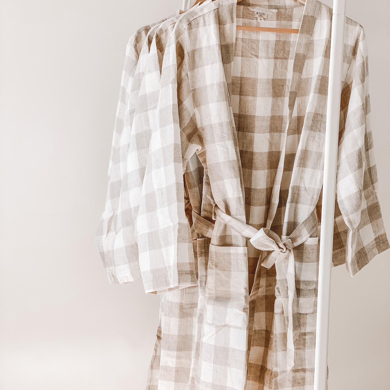 Gingham Flax Linen Robes/Kimono Brand new! End of... - Depop