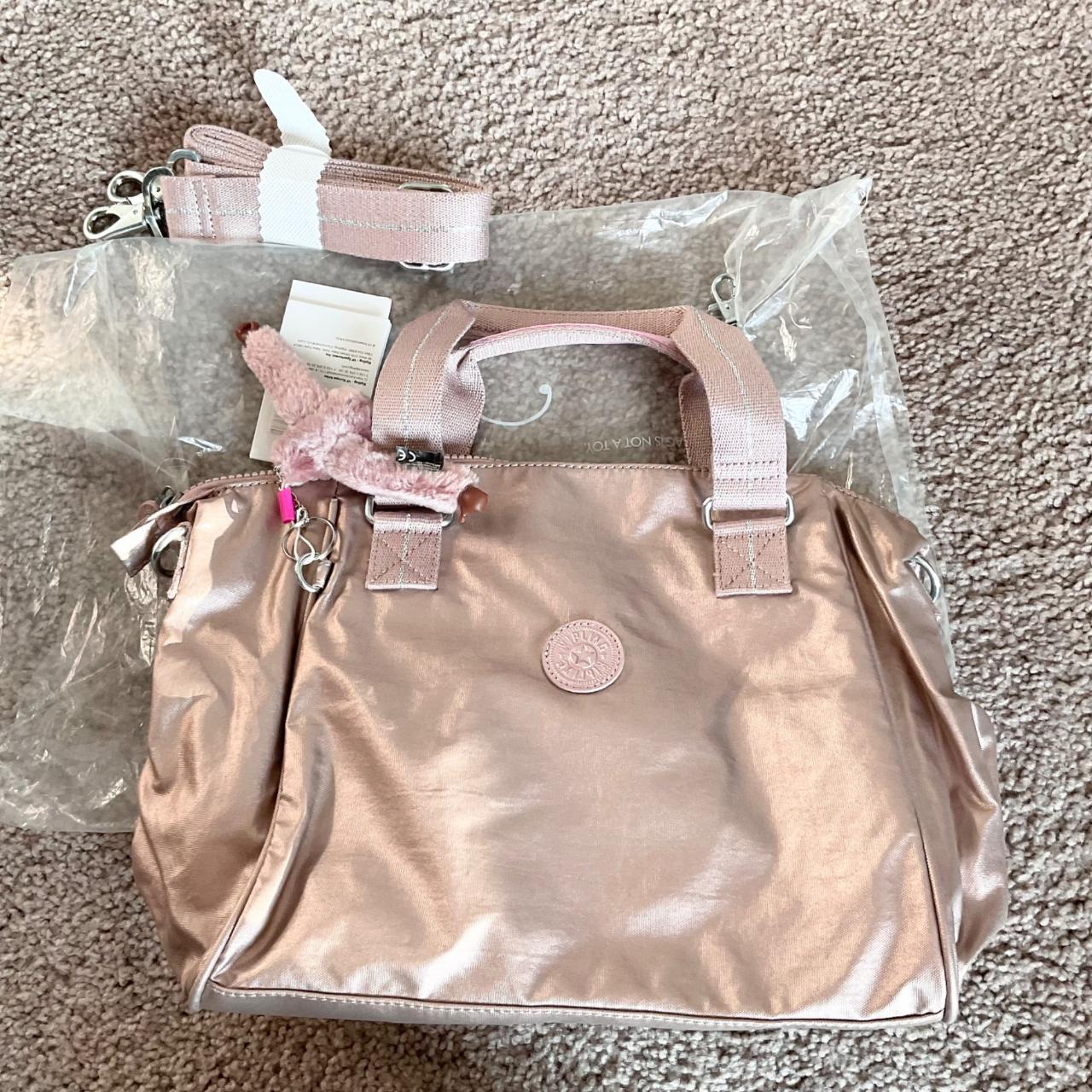 NWT Kipling AMIEL Mini Tote Bag crossbody Rose Gold... | Depop