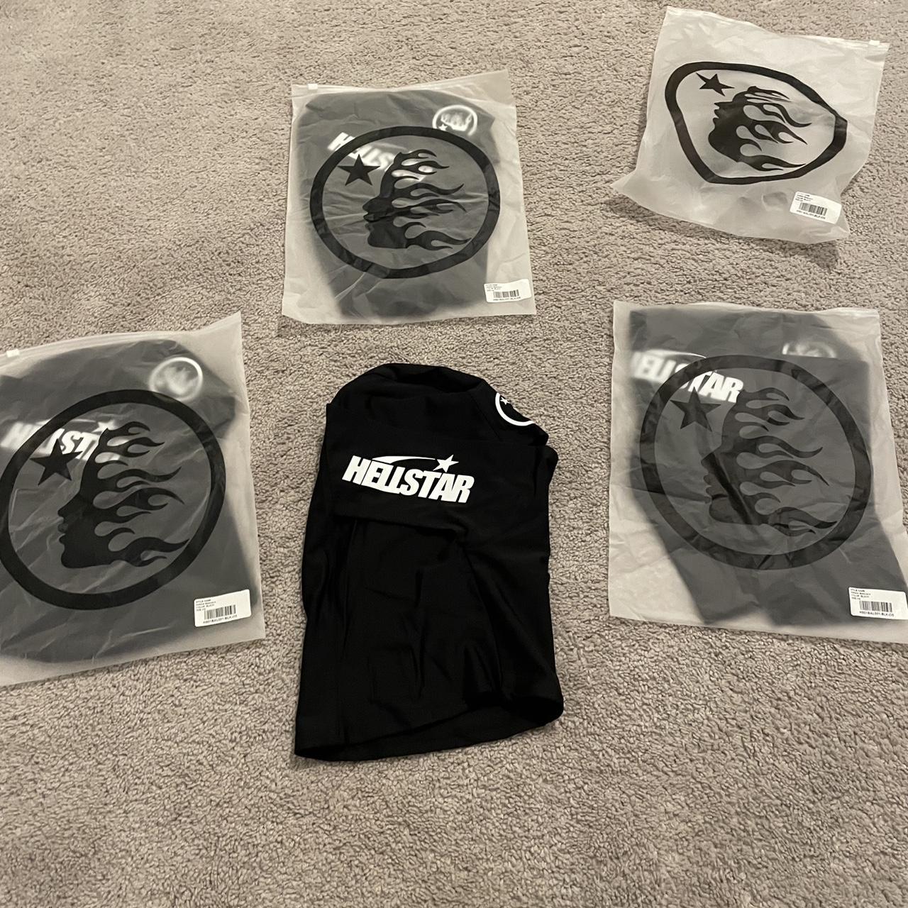 Hellstar black Shiesty Balaclava Ski Mask white Logo... | Depop