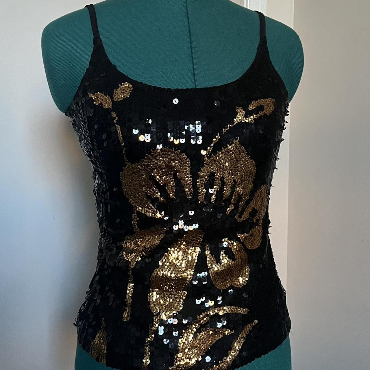 gyaru hibiscus sequin tank top s small #gyaru... - Depop