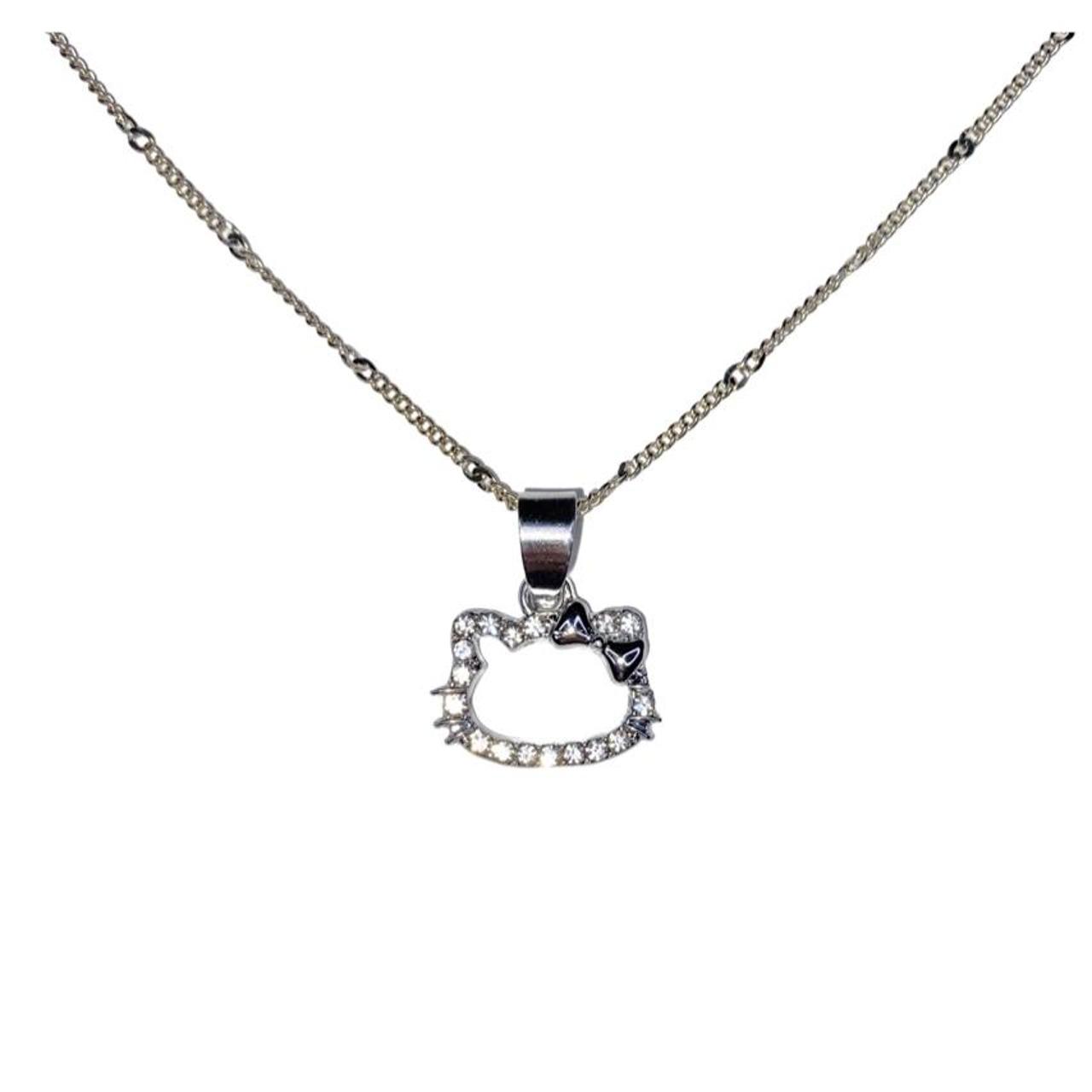 HELLO KITTY NECKLACE • Y2K rhinestone embellished... - Depop