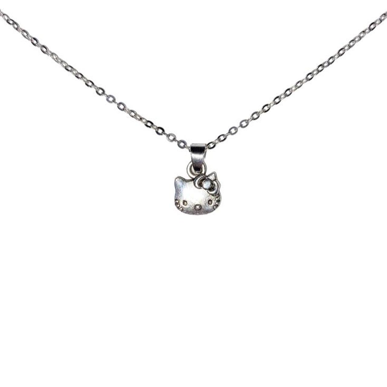 HELLO KITTY NECKLACE • Dainty silver chain with... - Depop
