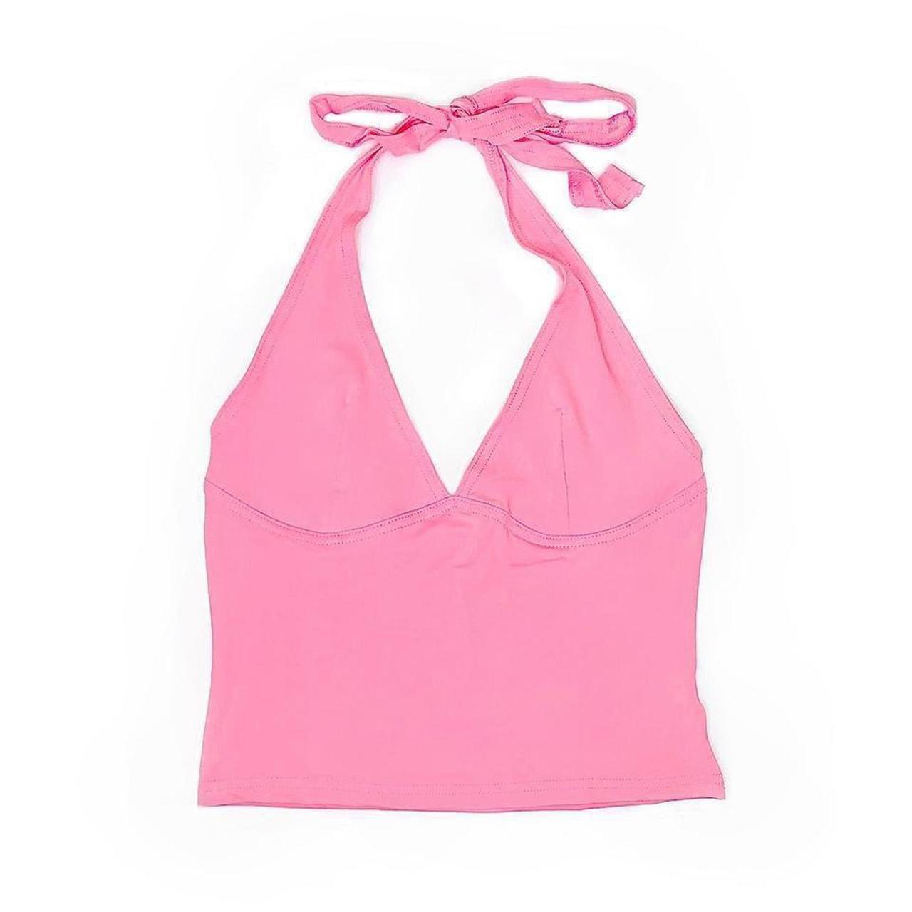 Y2K PINK HALTER TOP • Bubble gum pink halter top •... - Depop