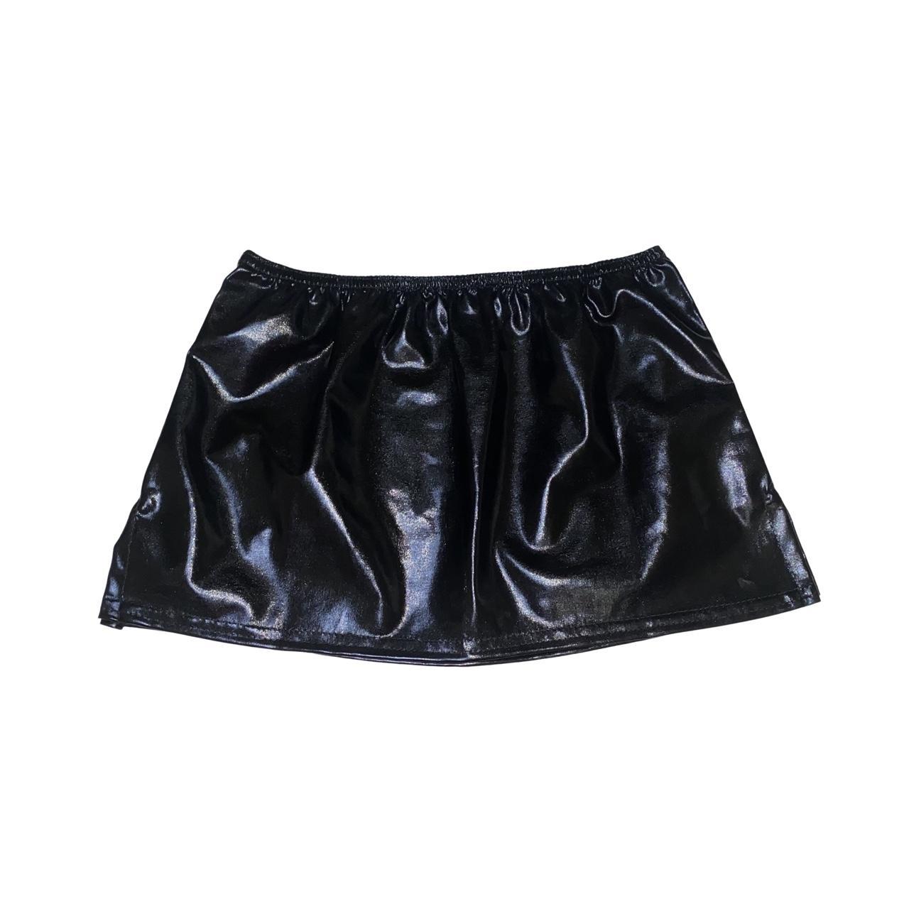 PU MICRO MINI SKIRT • Black vinyl micro mini skirt... - Depop
