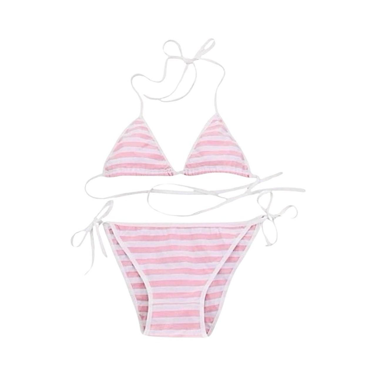 Y2K MATCHING SET • Light pink and white stripped... - Depop