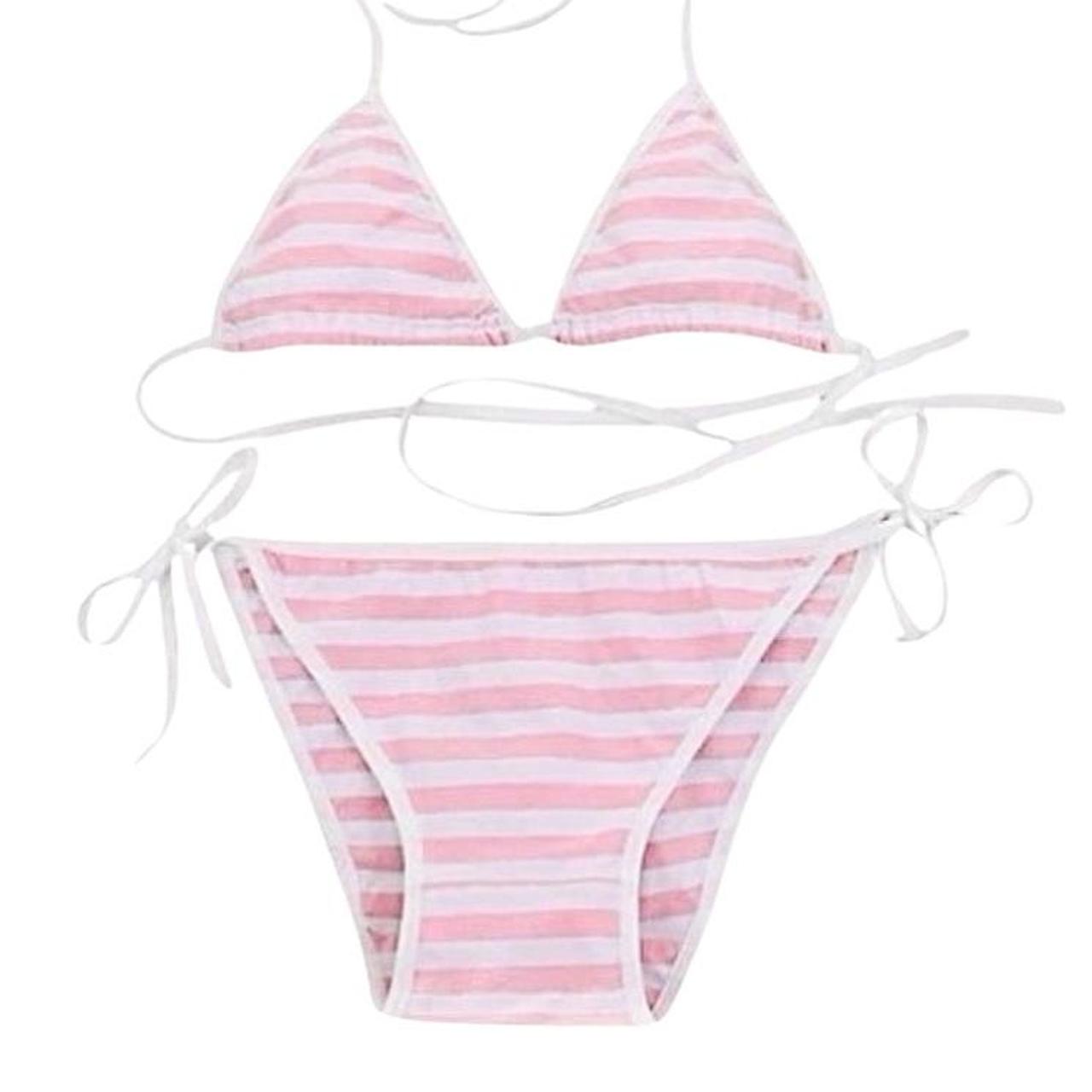 Y2K MATCHING SET • Light pink and white stripped... - Depop