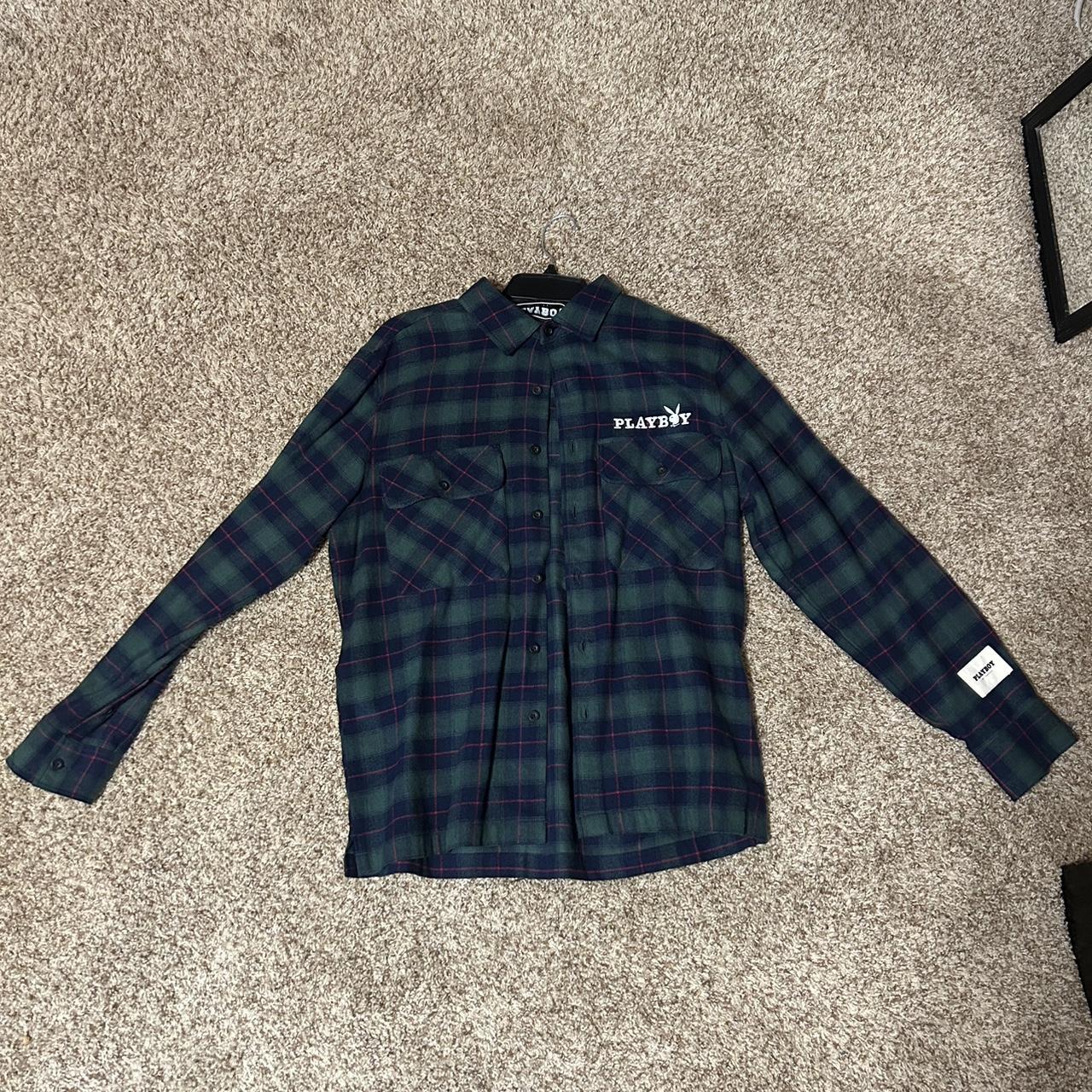 Playboy Flannel 🐰 Size: Small Could maybe fit... - Depop