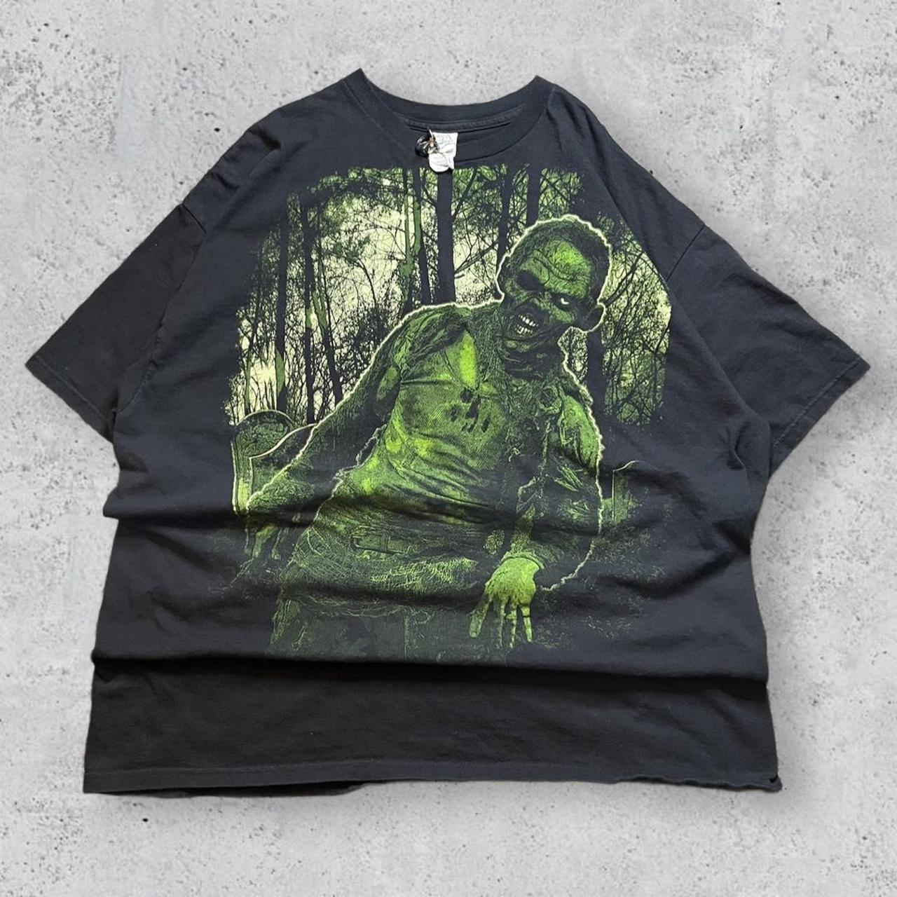 Early 2000s Y2K AOP ZOMBIE Grunge Tee -100%... | Depop