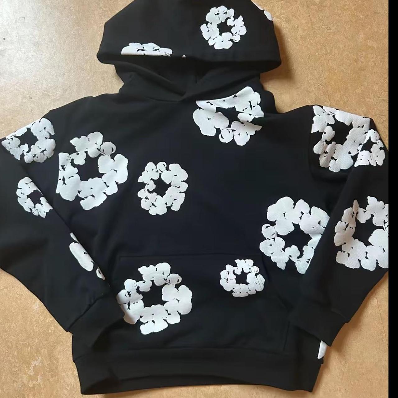 real og denim tears black hoodie - Depop