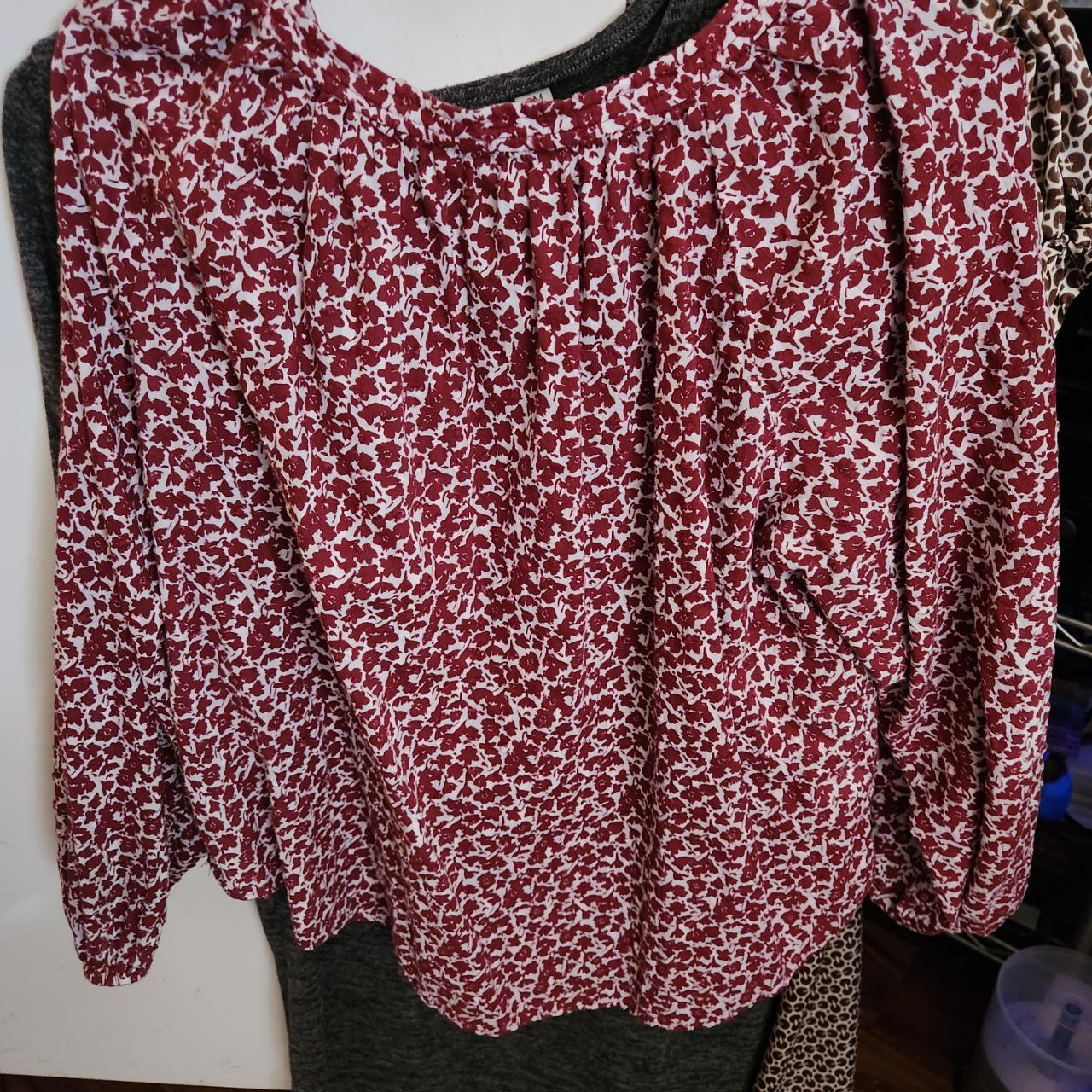 The LOFT large, petite blouse, wine-colored. 100%... - Depop