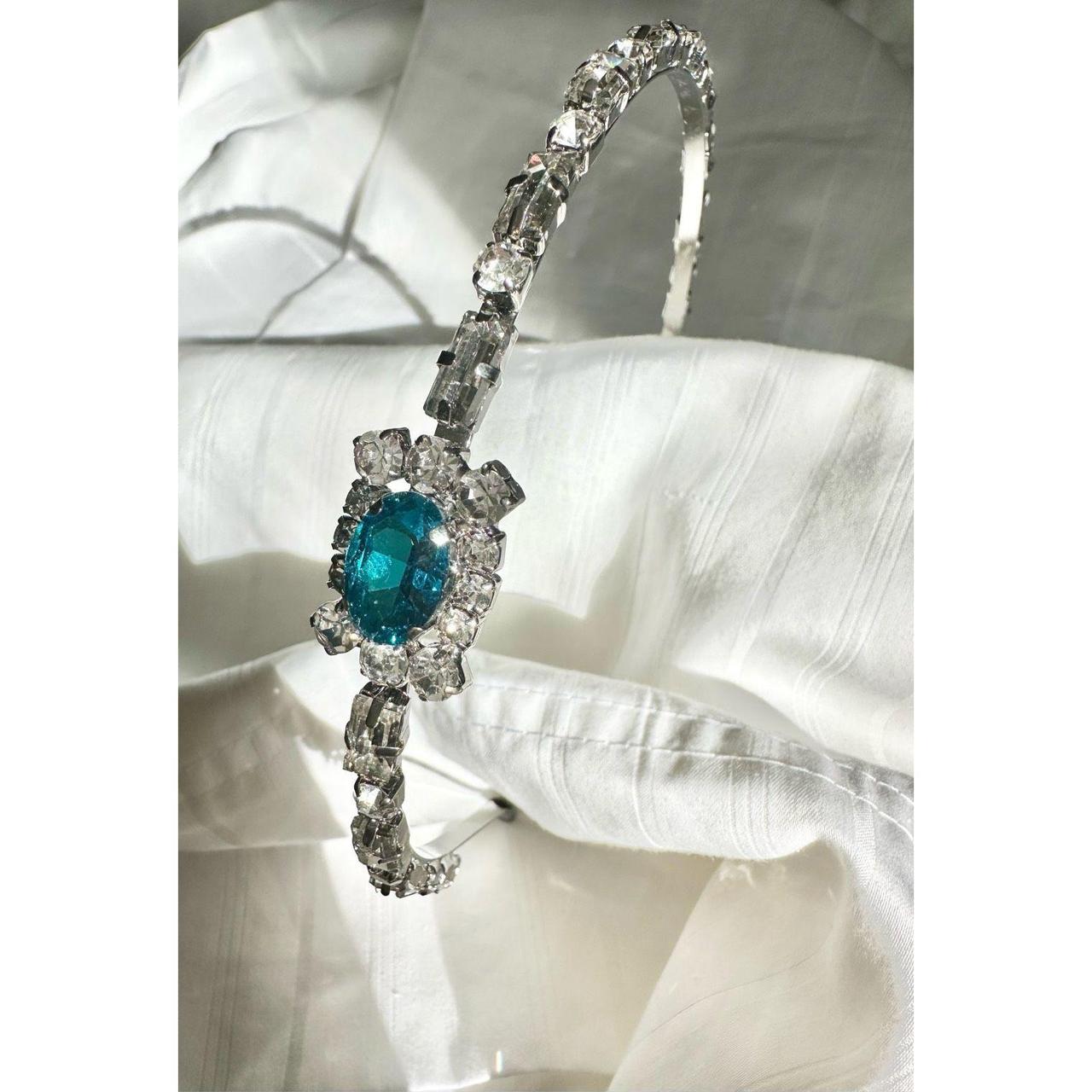 Super sparkly bright blue rhinestone headband - Depop