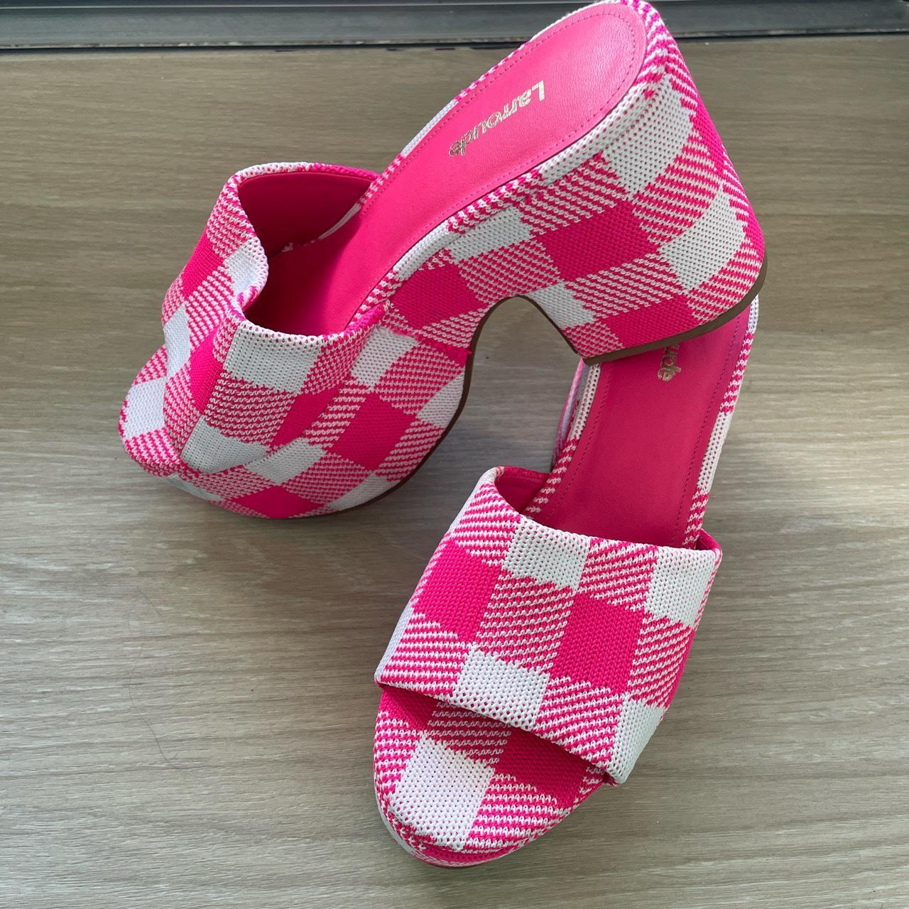 Larroude pink and white mules - Depop