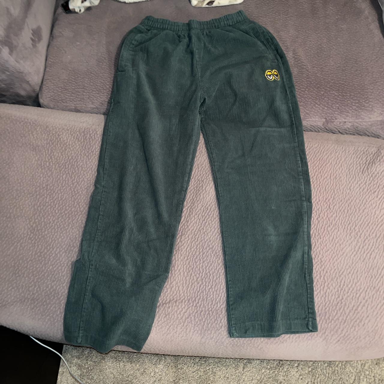 green corduroy pants. crooked pants.... - Depop