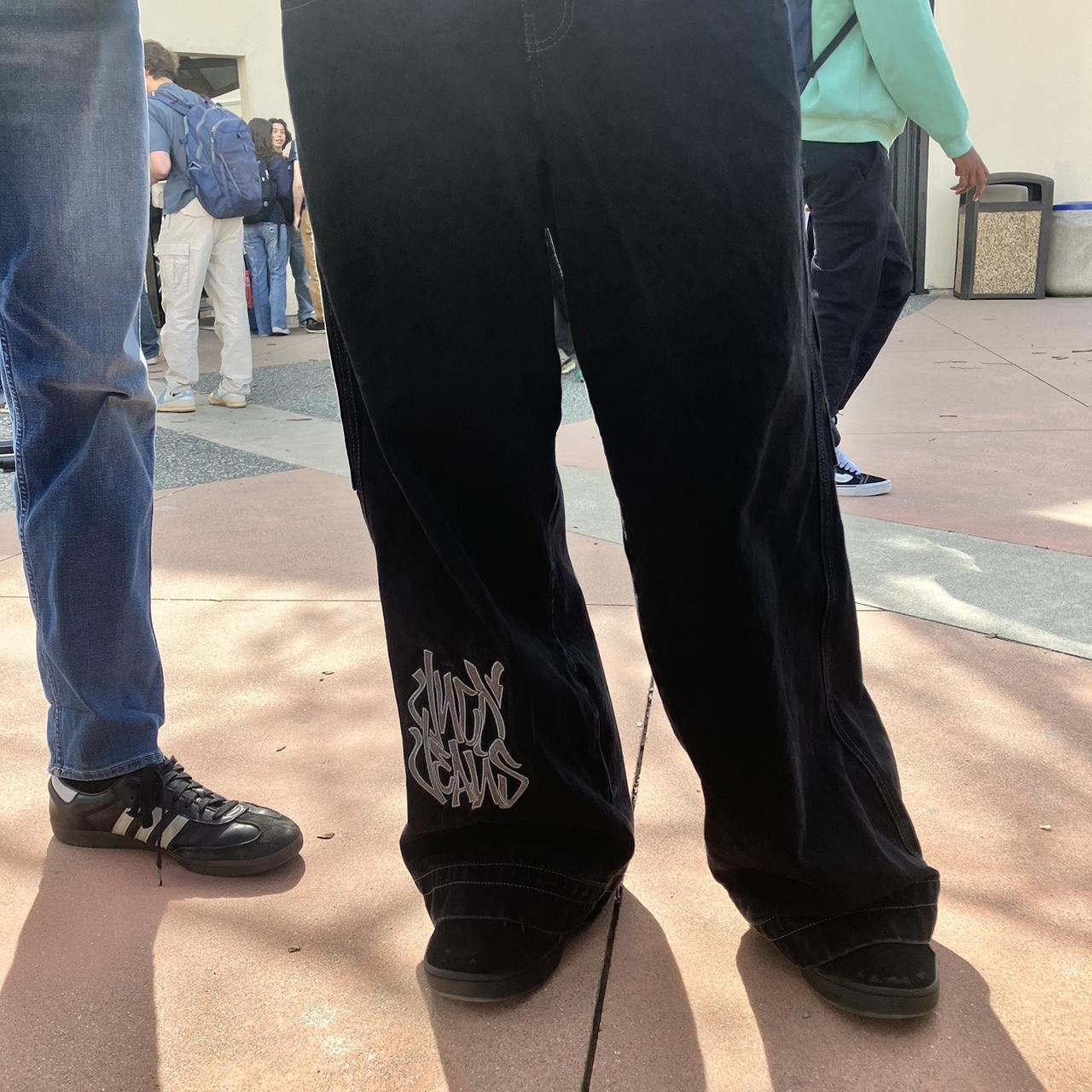 30x32 emo black jncos embroidered hella baggy ... - Depop