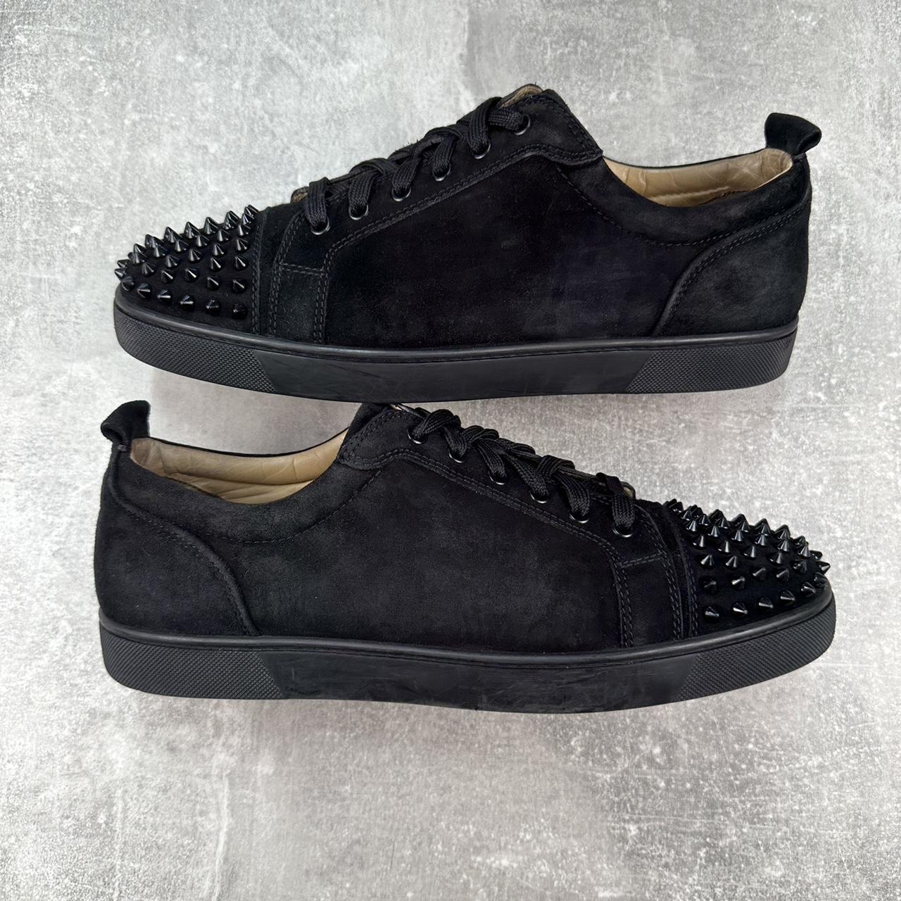Black Suede Louboutin Louis Junior Spike Size UK... - Depop