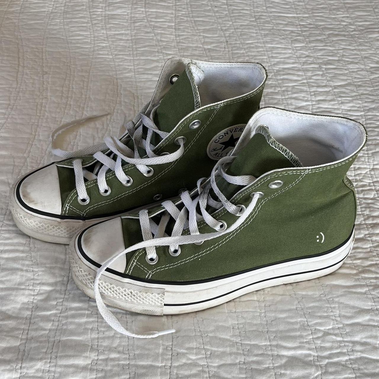 Green Platform Converse Women’s Size 7 custom made... - Depop