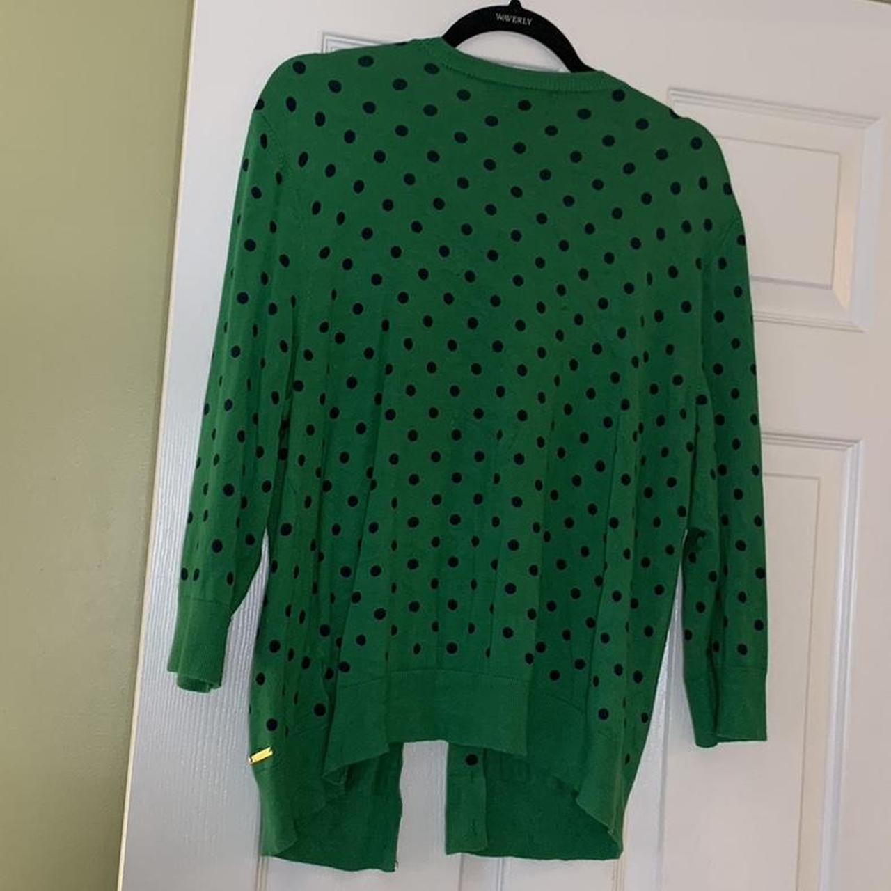 Ellen Tracy green/navy polka dot button up cardigan.... - Depop