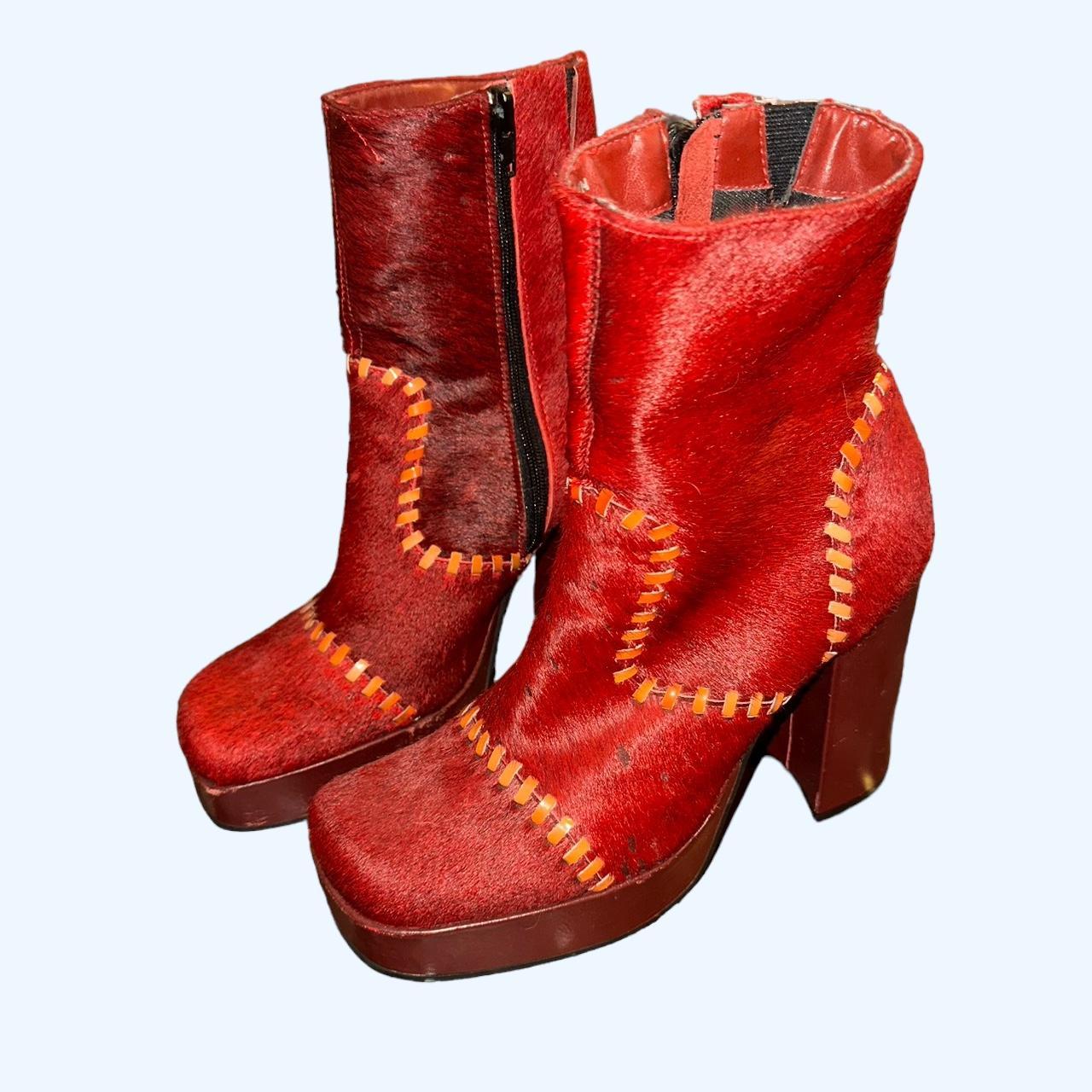 Red furr platform boots for a baddie 💋🍒 ️one of a... - Depop