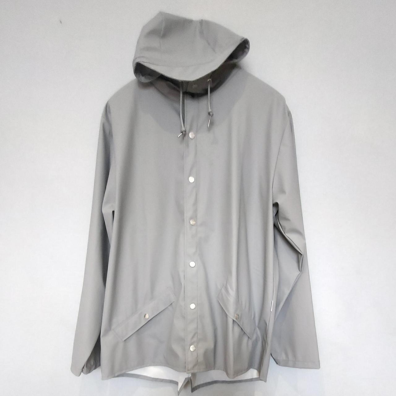 L/XL Rains waterproof Grey Jacket. - Depop