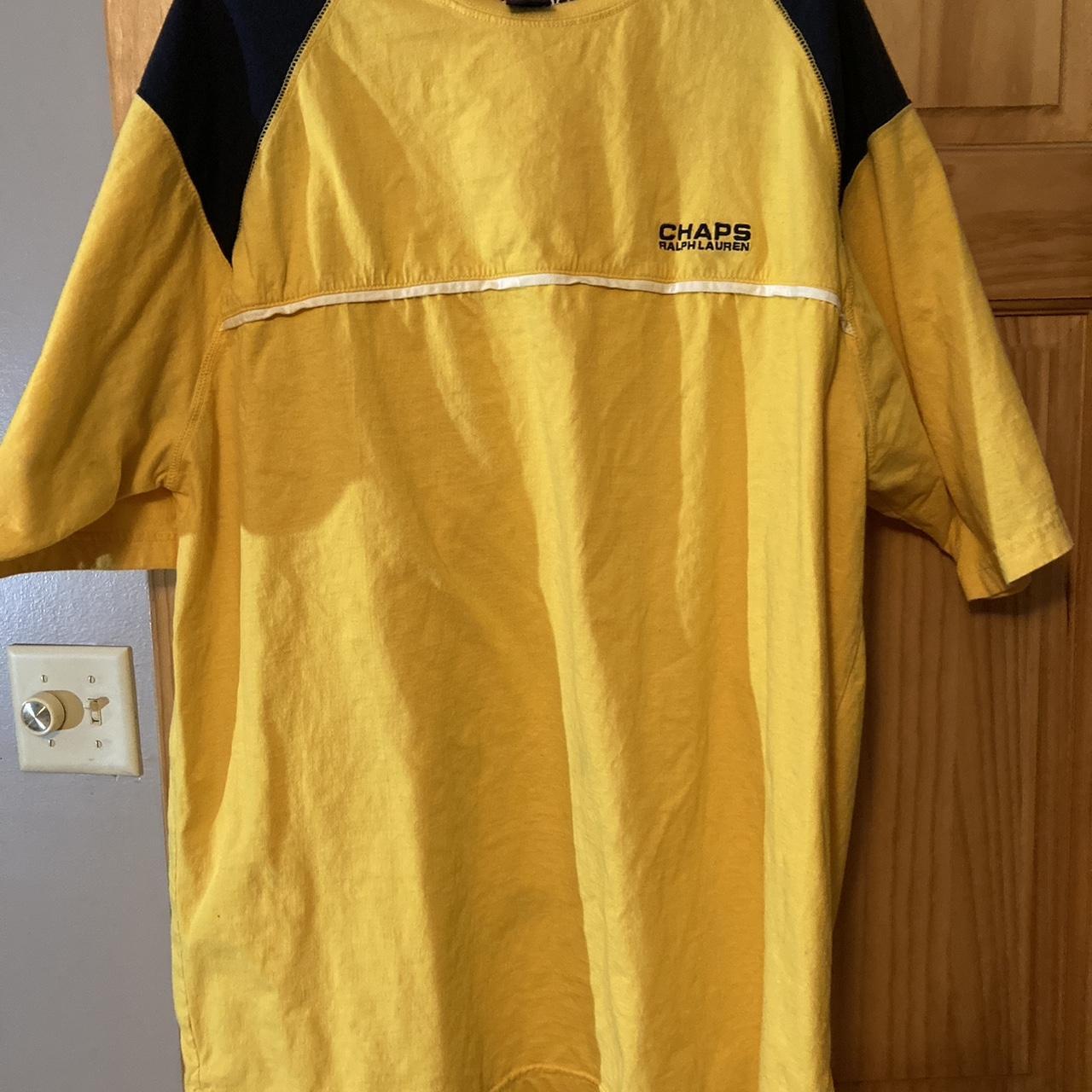Chaps Men's Yellow and Navy T-shirt | Depop