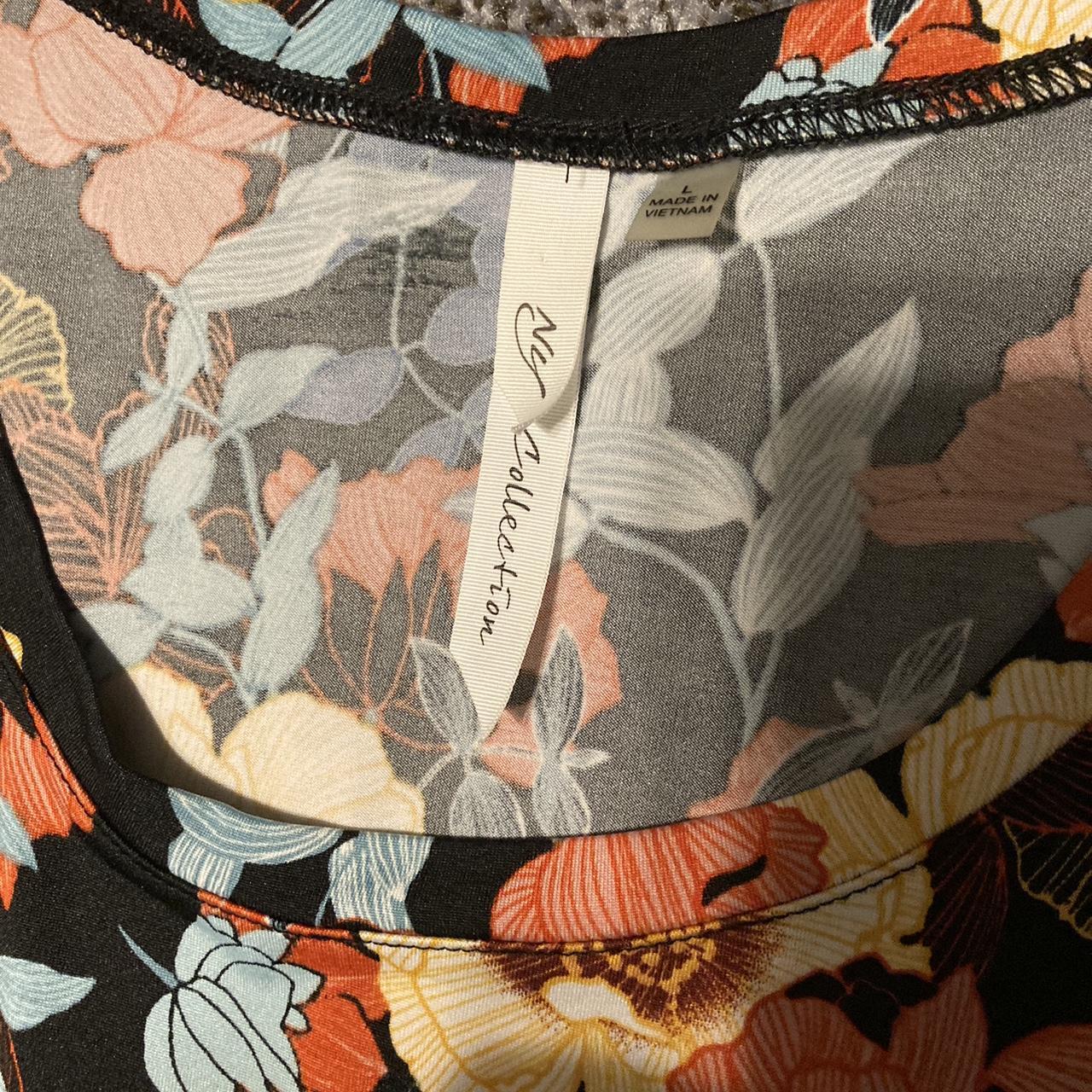 NY Collection Boho black floral with crochet sleeve... - Depop