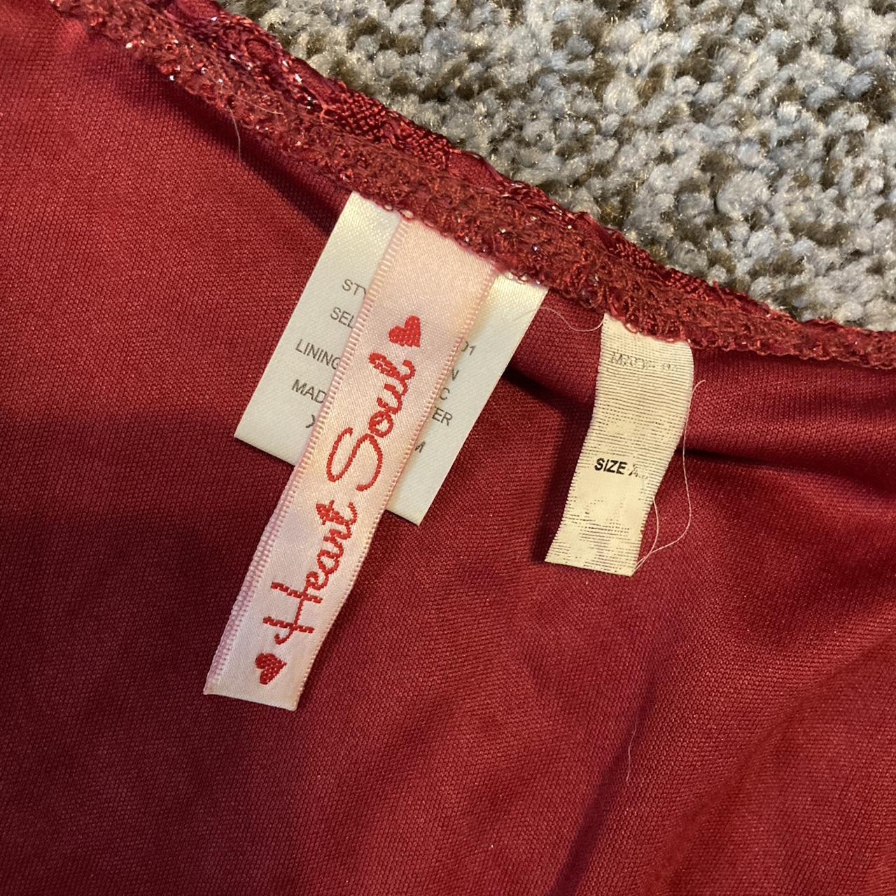 Heart Soul Y2K deep red lace over lined vneck with... - Depop