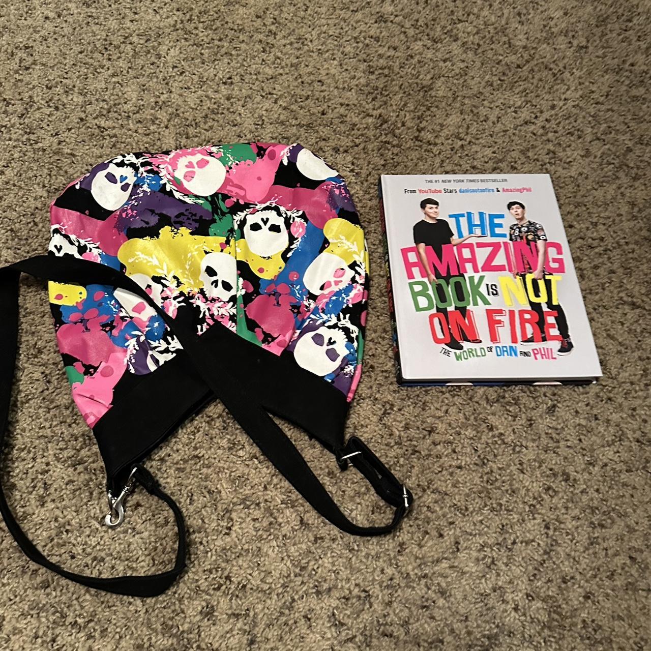 Emo y2k bag skulls and splat paint florals (book not... - Depop