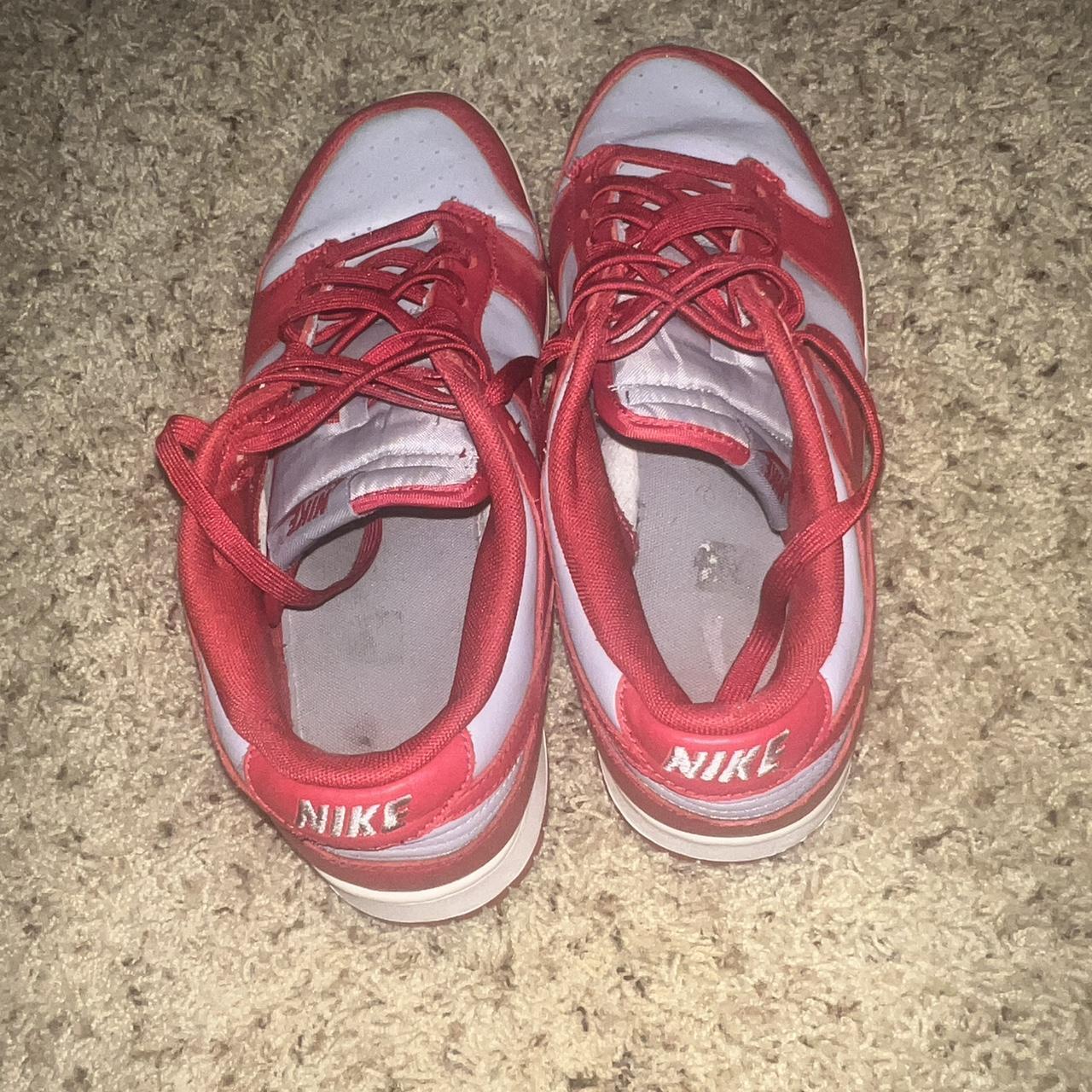 Nike red and grey dunks - Depop