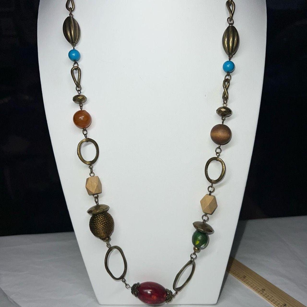 Large bead and open chain loop long necklace. Wear... - Depop