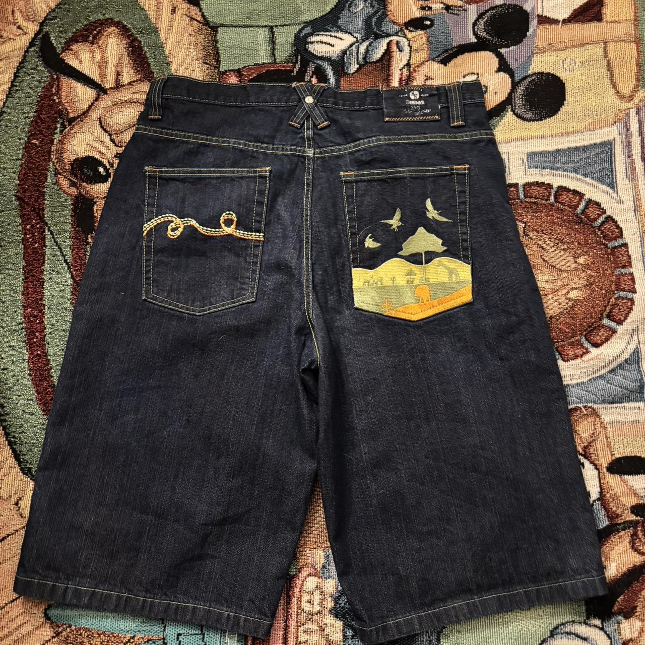 Design lab jorts Embroidered bird denim shorts super... | Depop