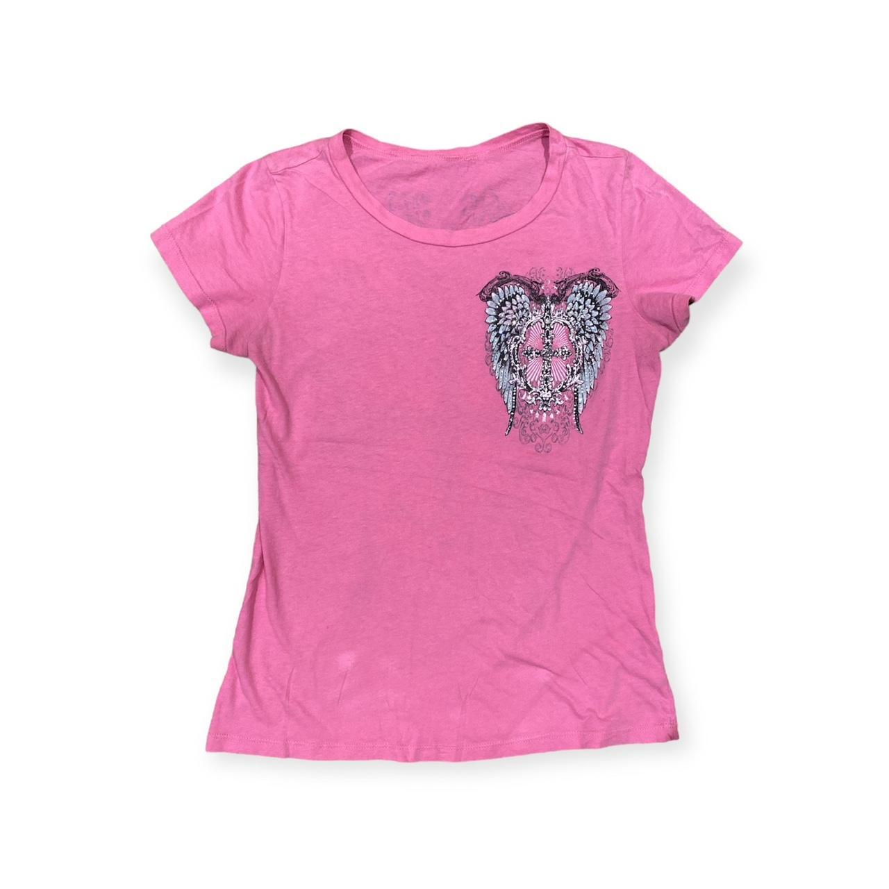 Hot Pink Bedazzled Angel Wing Top Size medium Rare... - Depop