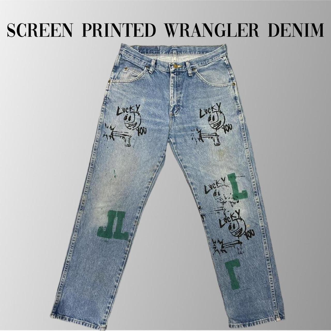 Wrangler Screen Printed Jeans Size 32x30 - Depop