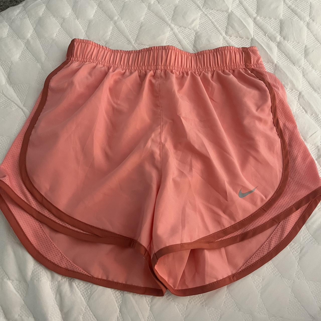 coral pink nike shorts, never worn, brand new, size... - Depop