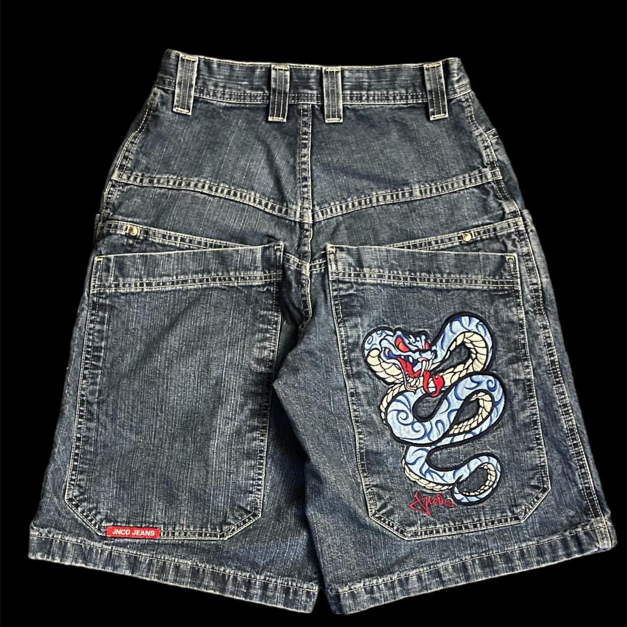 crazy baggy tribal snake jnco jorts tagged 29 fit... - Depop