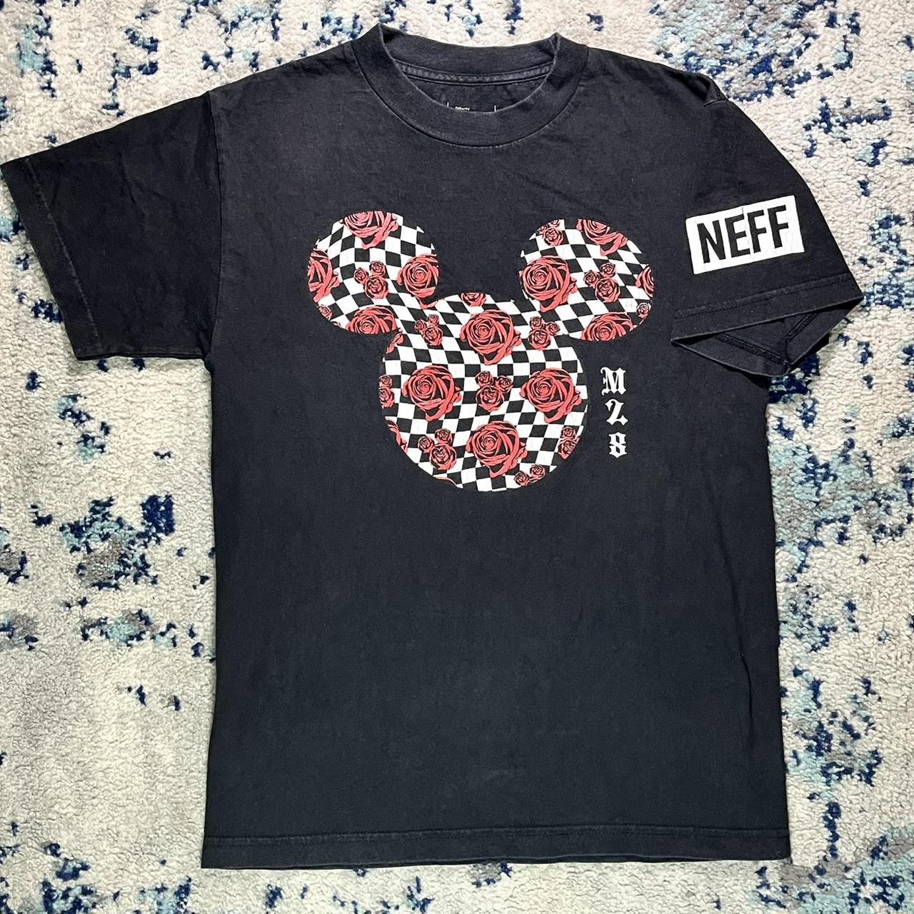 Neff x Disney Mickey Mouse Checkered Rose Logo T... | Depop