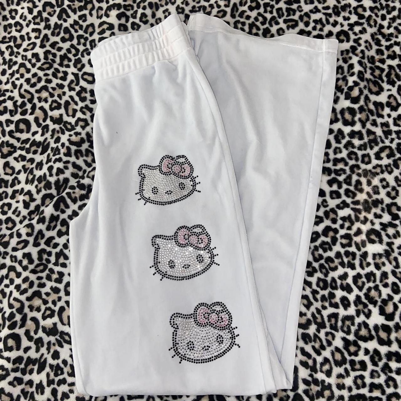 White hello Kitty, Valore track pants rhinestone 💗💋 - Depop
