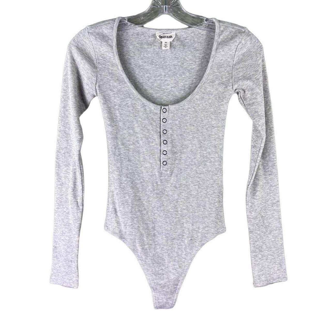 Open Edit Henley Organic Cotton blend bodysuit in... - Depop