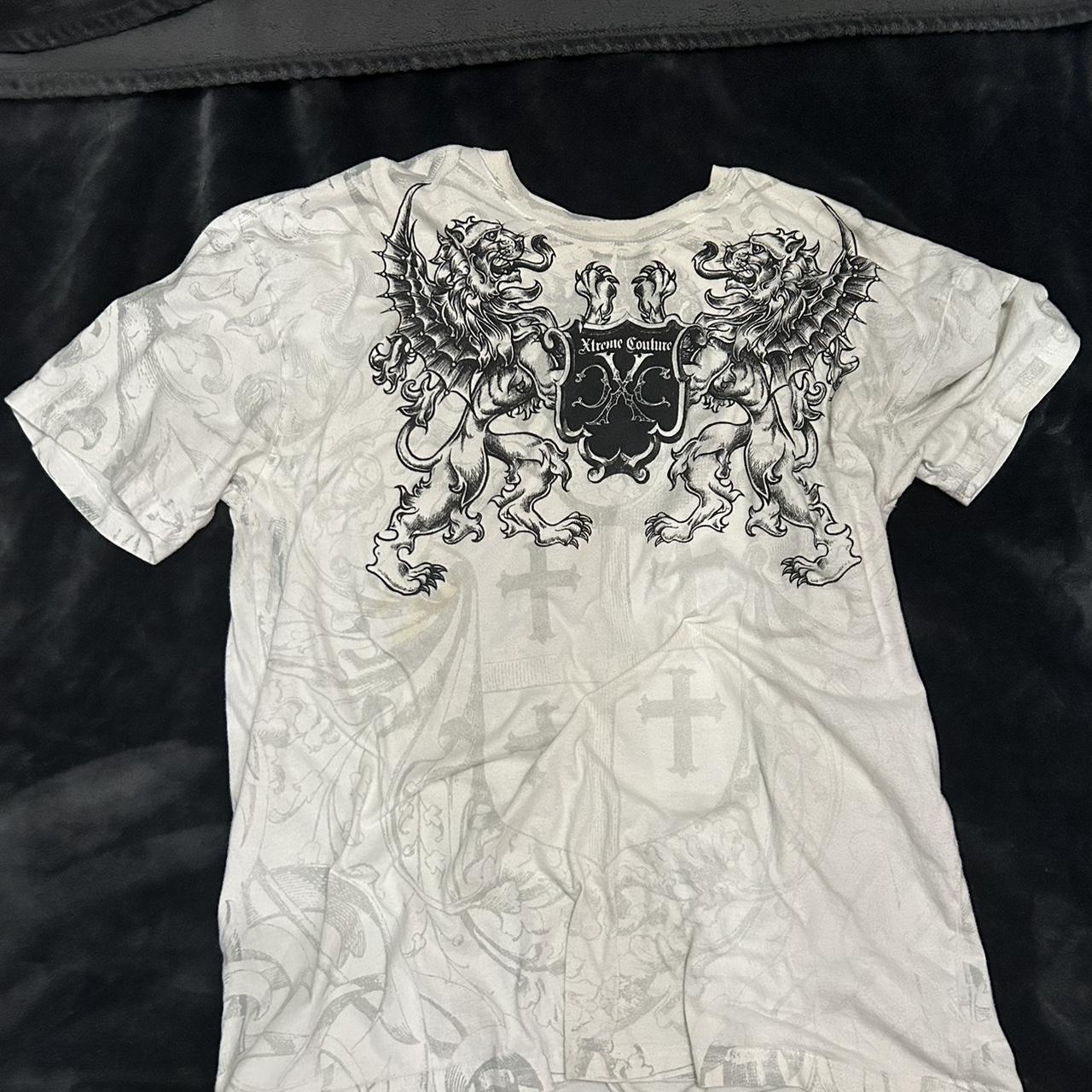 White affliction style shirt 2L #affliction... - Depop