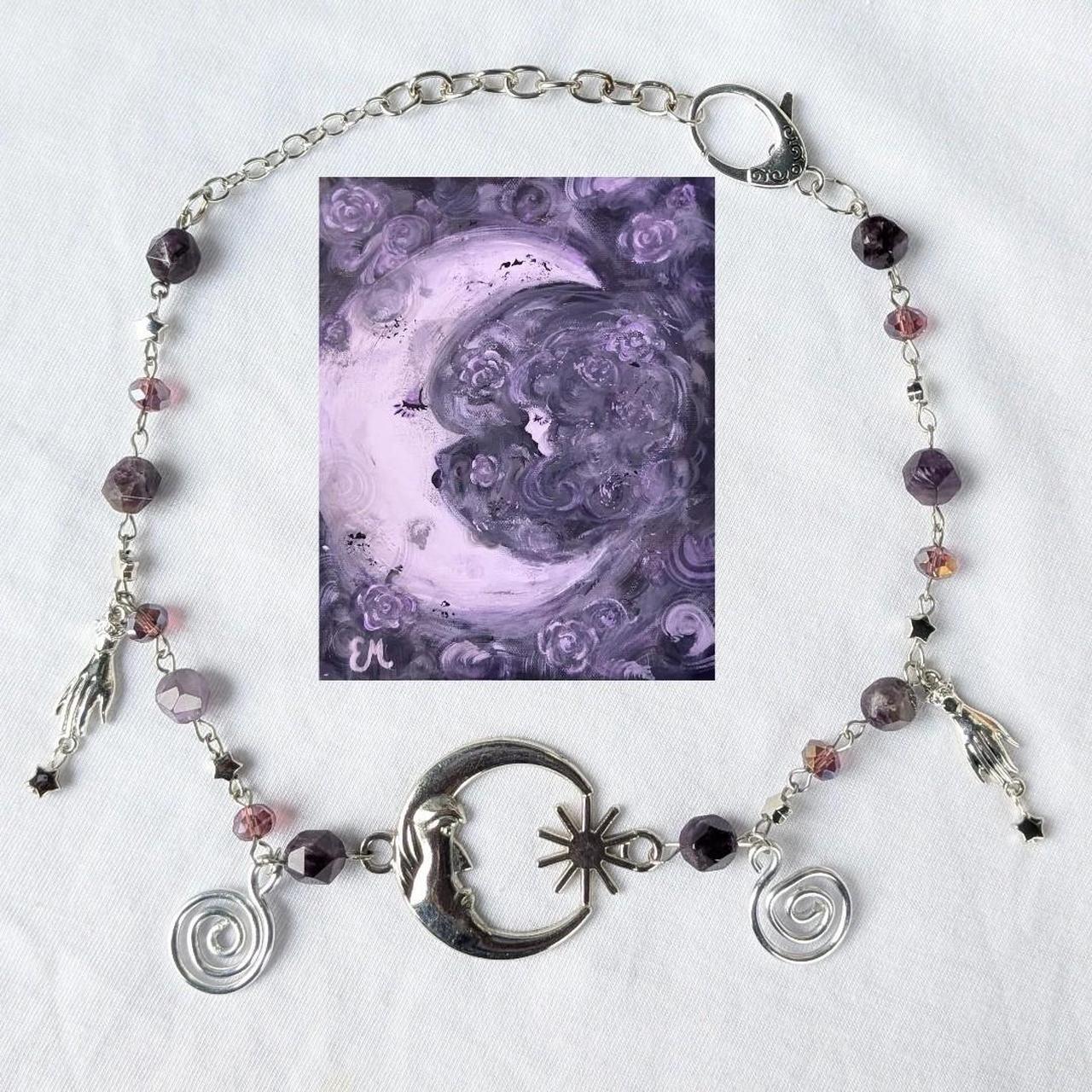 purple whimsigoth moon amethyst trinket beaded... | Depop