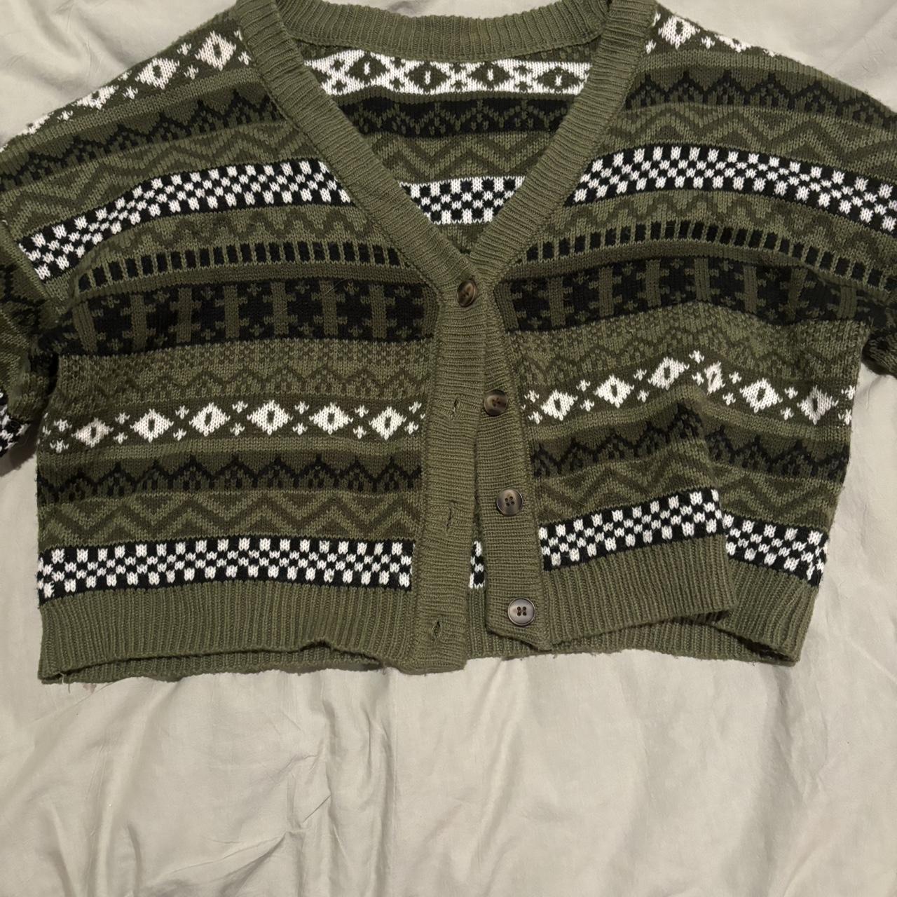 oversized cropped magnus archives sweater cardigan... - Depop