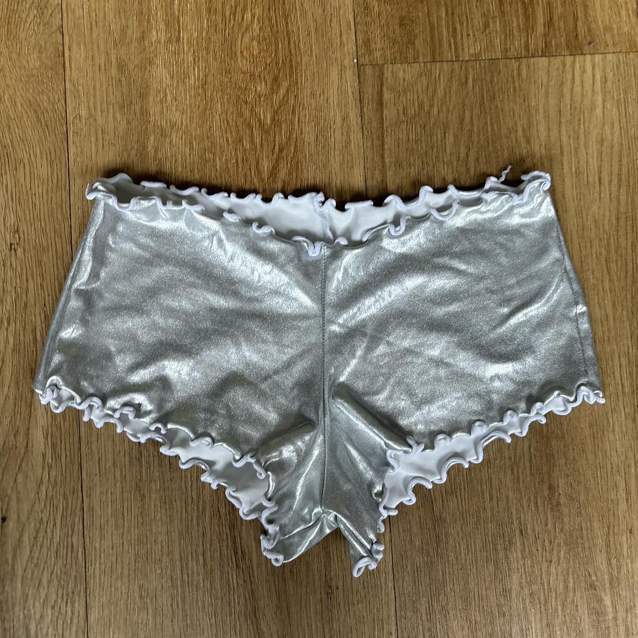 00s vintage rave wear silver micro shorts 🩶no try... - Depop
