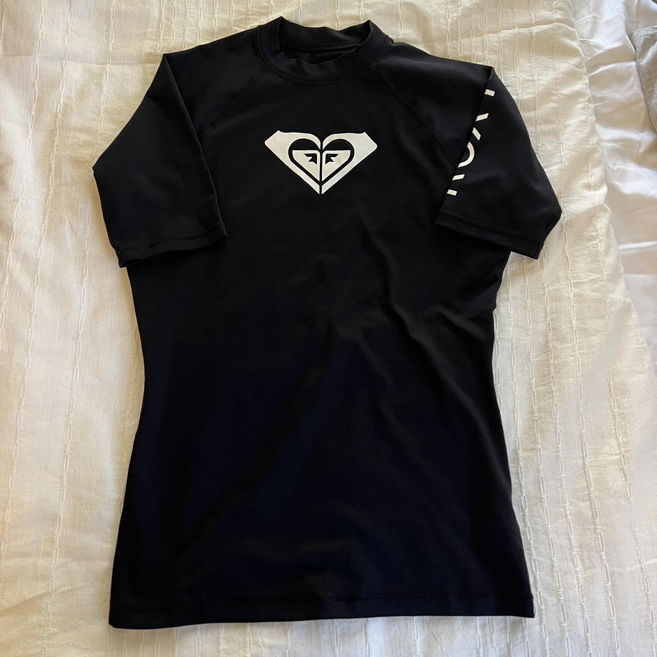 Black and white Roxy rash vest child L fits women's... | Depop