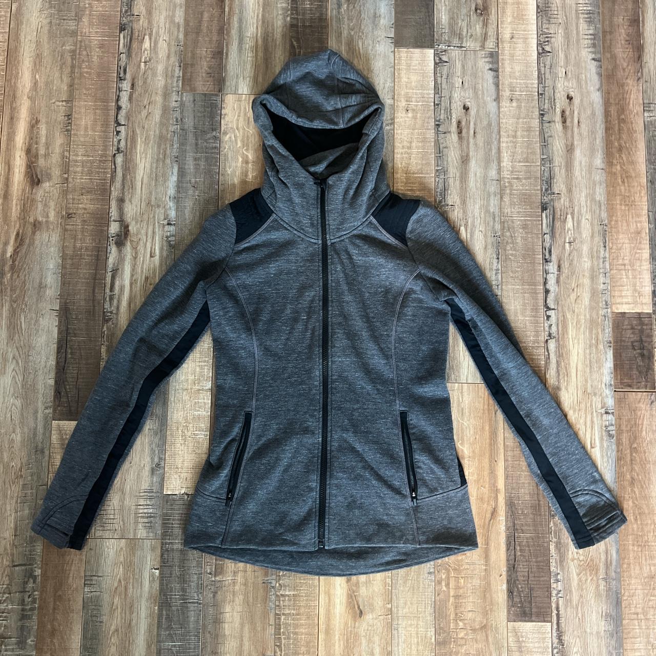Athleta hooded grey jacket - Depop
