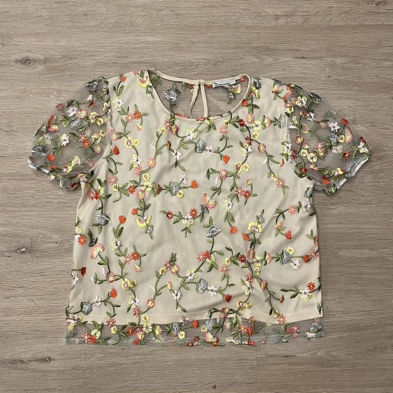The Clothing Company LA Floral Embroidered Sheer... - Depop