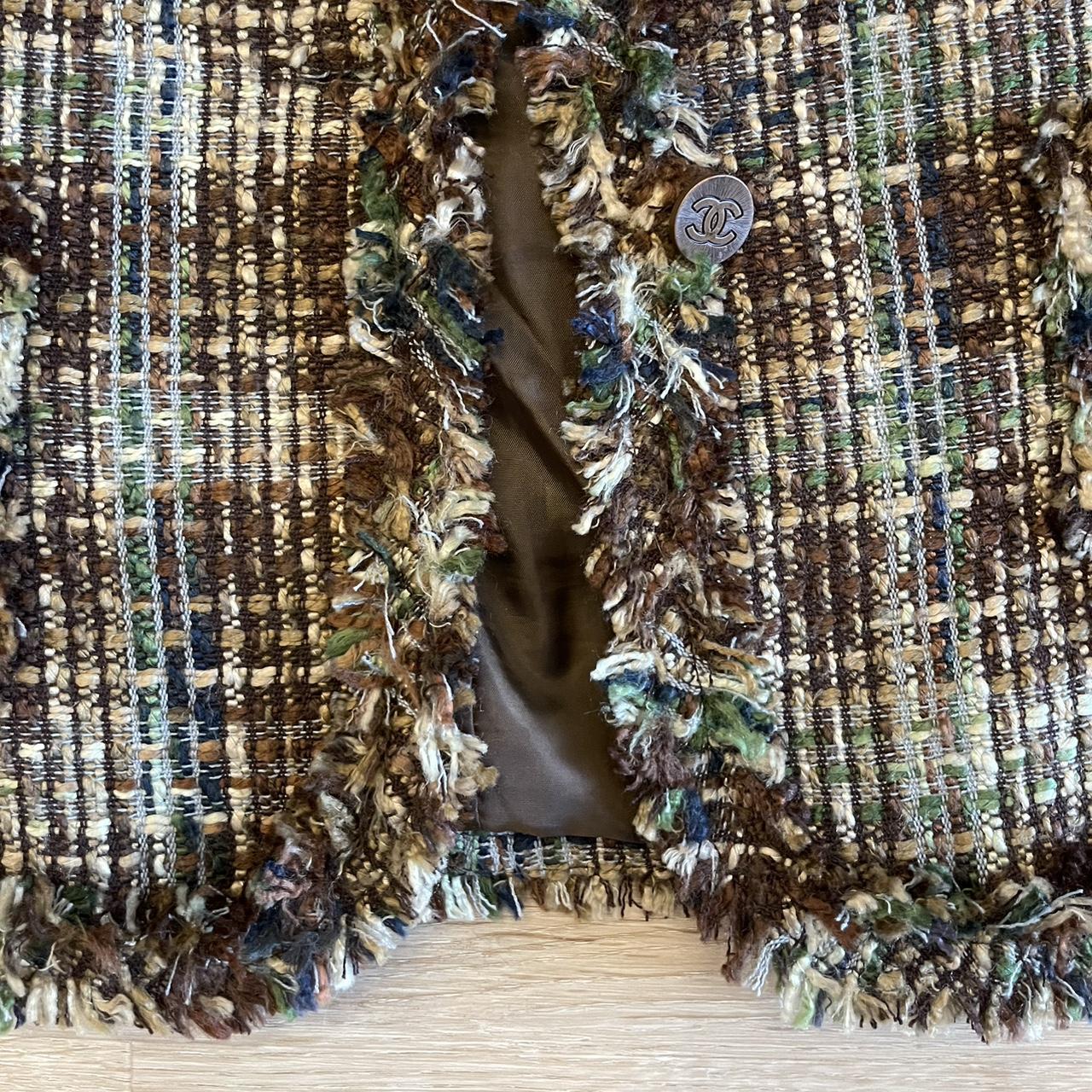 Vintage Carlucci Frayed Tweed Blazer Jacket Size 12,... - Depop