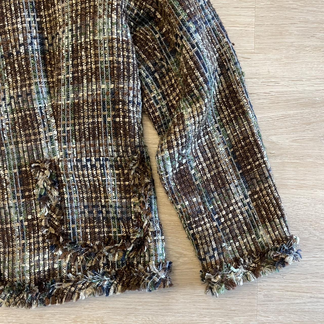 Vintage Carlucci Frayed Tweed Blazer Jacket Size 12,... - Depop