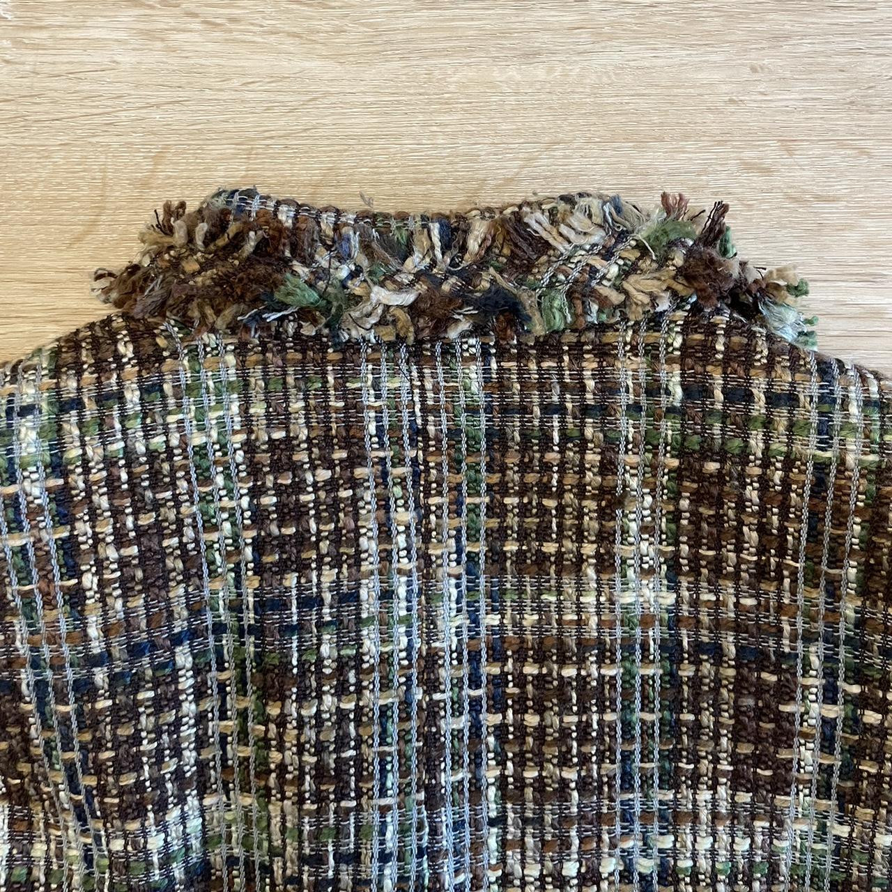 Vintage Carlucci Frayed Tweed Blazer Jacket Size 12,... - Depop